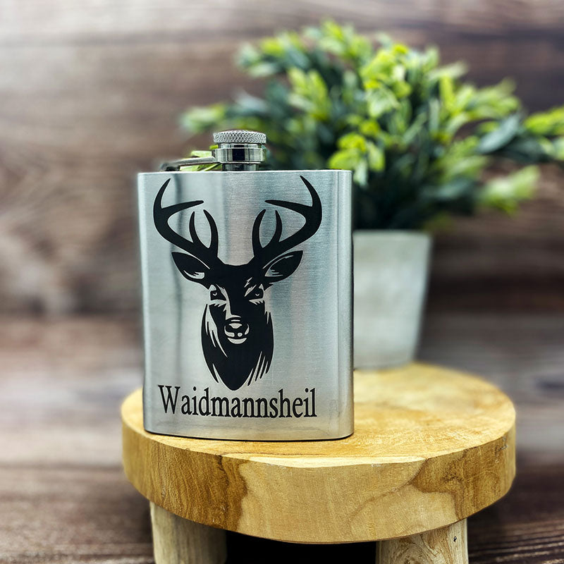 Flachmann mit Gravur - Geburtstagsgeschenk - Wurmis-Holzdeko